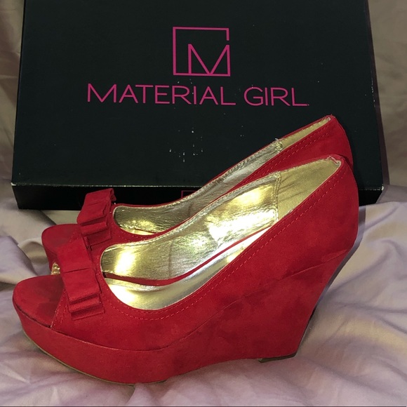 Material Girl | Shoes | Material Girl Red Wedge Heels | Poshmark